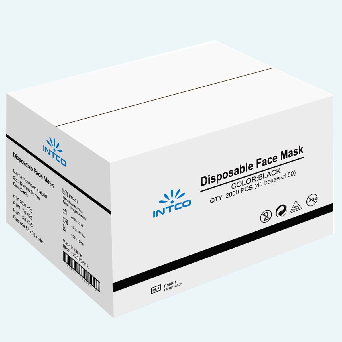 Intco Disposable Black/Blue Face Mask In Stock - Seelingo.com: First ...