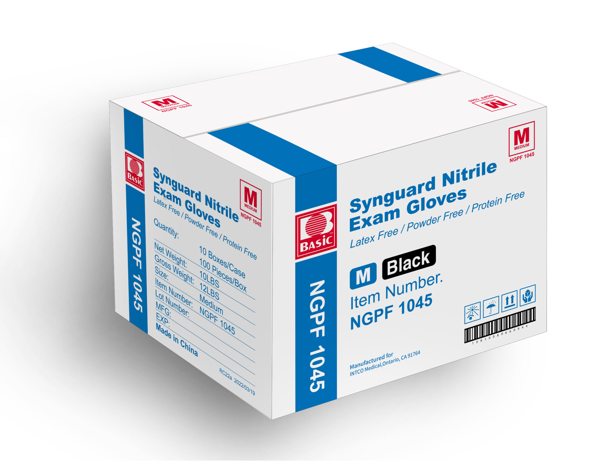 Intco Synguard NGXM10-BLACK Exam Grade Nitrile Gloves, Black, 100Pcs ...